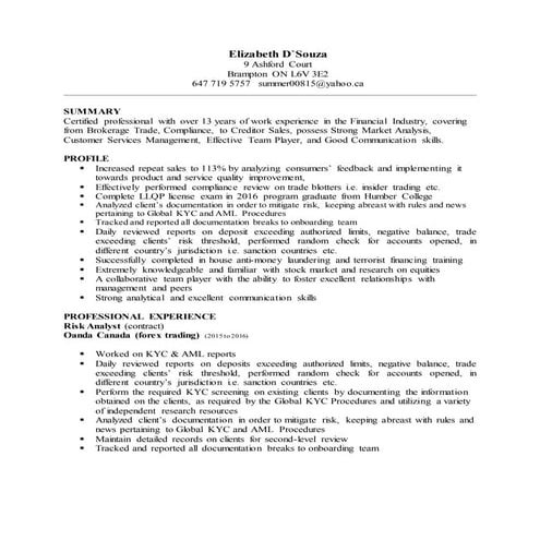 Elizabeth D Resume | DOCX