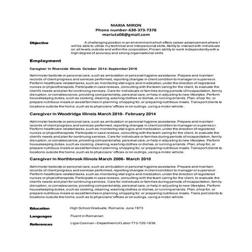 MARIA resume | DOCX | Eldercare | Family and Relationships