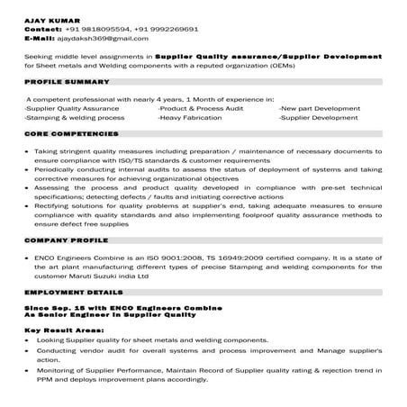 Ajay_CV_SQA | DOC | Manufacturing Industry | Industries