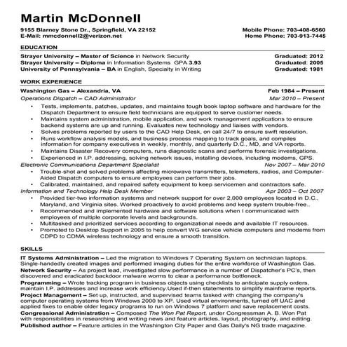 Resume - Martin McDonnell.- primary | PDF