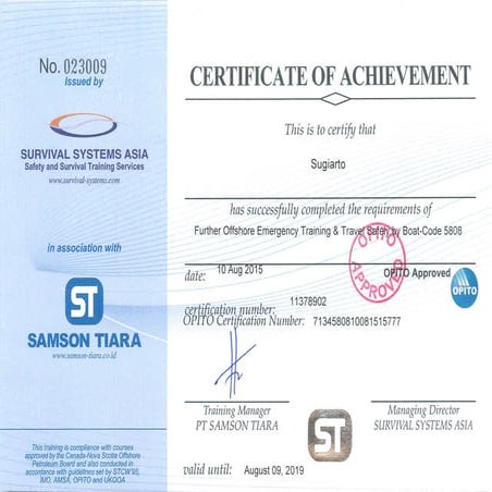 FOET BT Certificate 2015 August | PDF