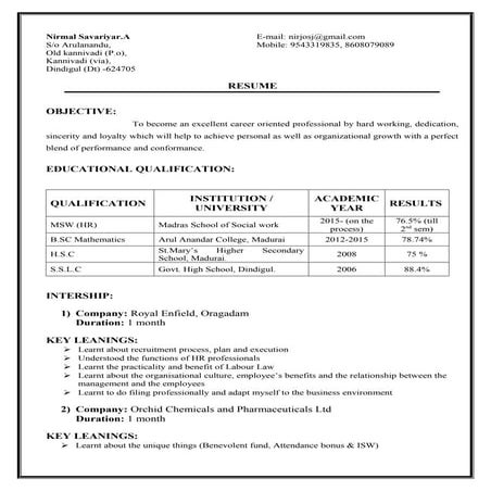 Nirmal - resume | DOC