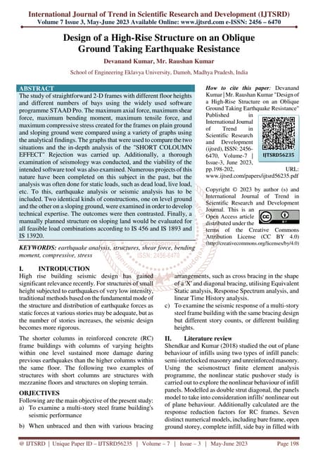 A Review on Seismic Analysis of Irregular Plan of Diagrid Structure on Sloping Ground | PDF