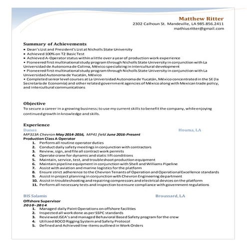 2017 Resume - Matthew Ritter | PDF