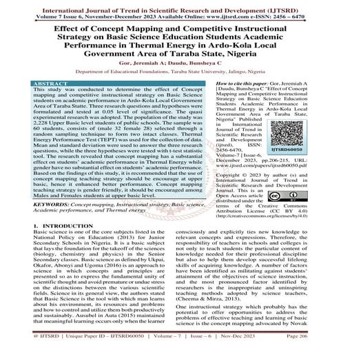 Effect of Concept Mapping and Competitive Instructional Strategy on Basic Science Education ...