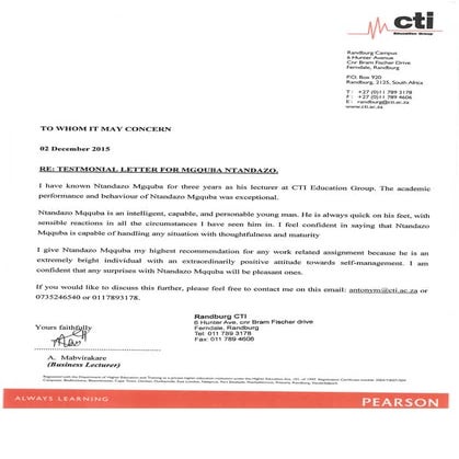 BCOM testimonial letter | PDF