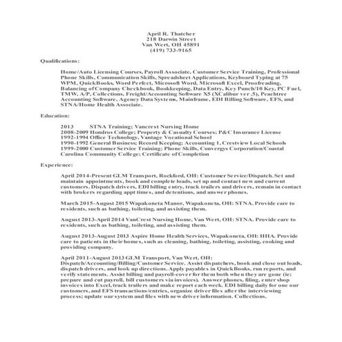 April_Resume_2013 | DOCX | Business | Business and Finance