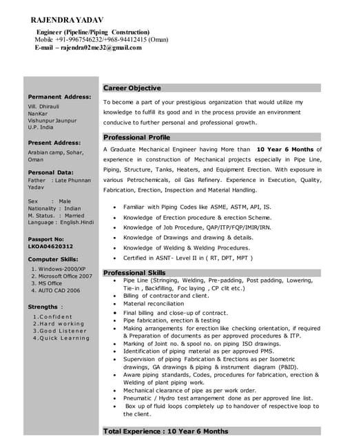 Instrument Supervisor CV | PDF