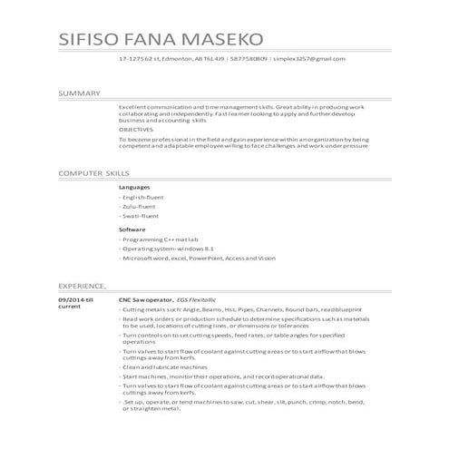 Sifiso Fana maseko.docx cv | DOCX