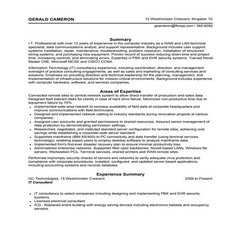 Gerald Cameron Resume | PDF