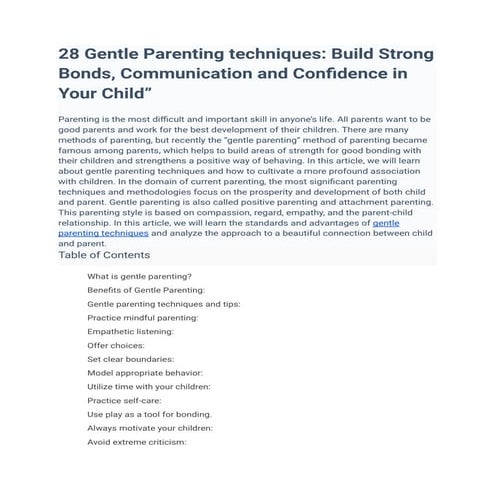 28 Gentle Parenting techniques Build Strong Bonds, Communication and ...