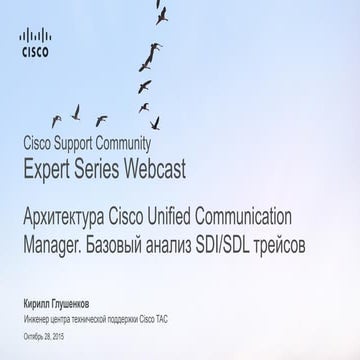 Архитектура Cisco Unified Communication Manager. Базовый анализ SDI/SDL ...