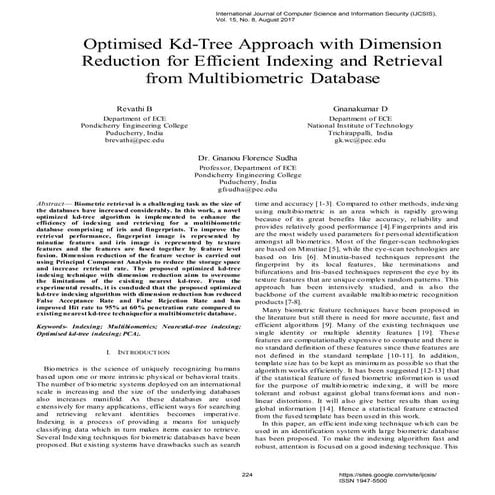 Optimised Kd Tree Approach With Dimension Reduction For Efficient Indexing And Retrieval From