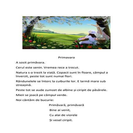 PRIMAVARA TEXT DE CITIT PENTRU COPII CU ces | DOCX
