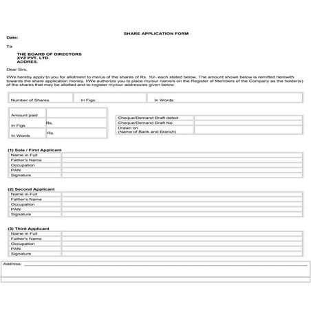 28 share application_form | DOC | Business Accounting & Finance | Business