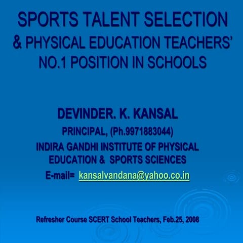 Sports talent selection and physical education teachers no 1 position ...