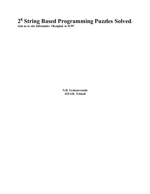 String Based Programming Puzzles Solved Docx Programming Languages