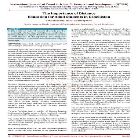 The Importance of Distance Education for Adult Students in Uzbekistan ...