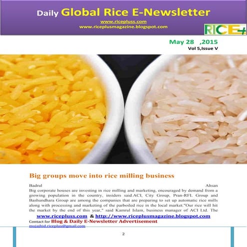 28th may (thursday),2015 daily global rice e newsletter by riceplus ...