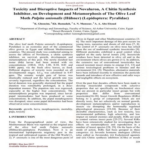 Toxicity and Disruptive Impacts of Novaluron, A Chitin Synthesis ...