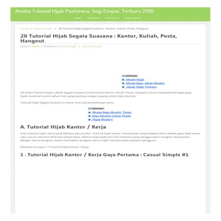 28 tutorial hijab segala suasana kantor, kuliah, pesta, hangout | PDF