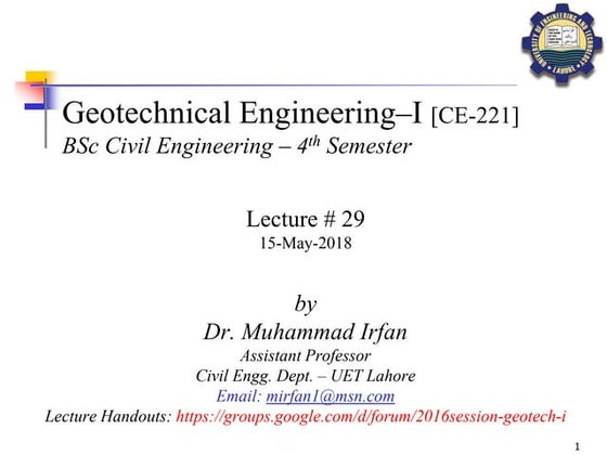 Geotechnical Engineering-II [Lec #7A: Boussinesq Method] | PPSX | Civil ...