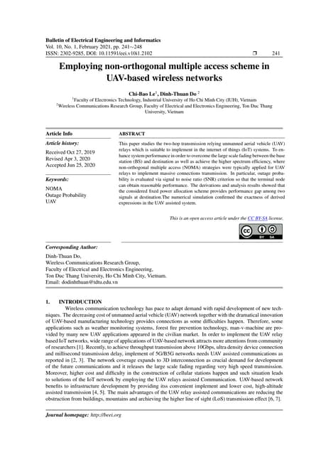 Employing Non Orthogonal Multiple Access Scheme In Uav Based Wireless Networks Pdf