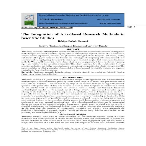 The Integration of Arts-Based Research Methods in Scientific Studies ...