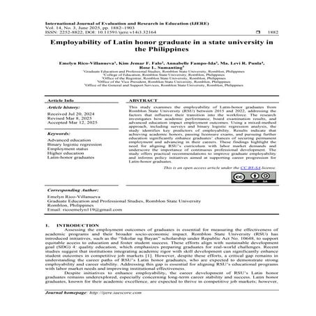 Employability of Latin honor graduate in a state university in the ...