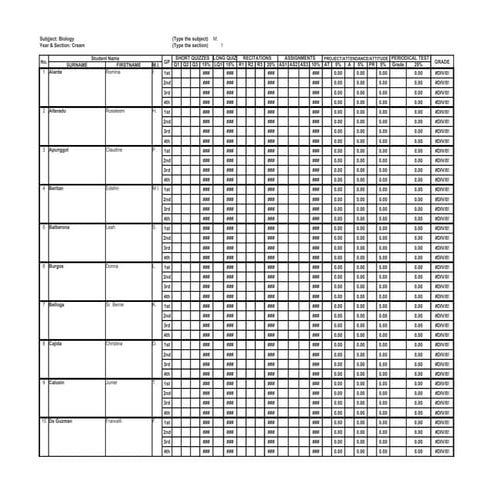 29.Real, Class Record | XLS | Educational Assessment | Education