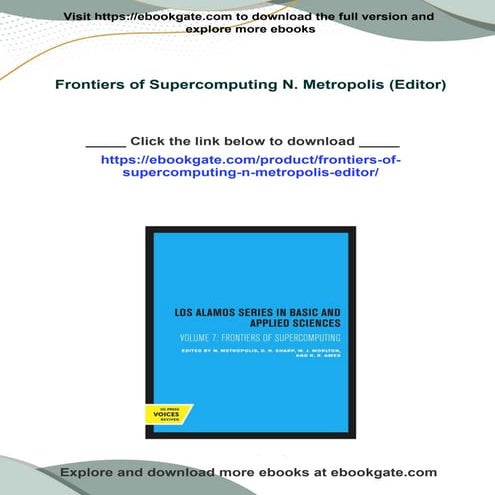 Frontiers of Supercomputing N. Metropolis (Editor) 2024 Scribd Download | PDF