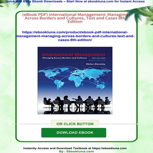 (eBook PDF) International Management: Managing Across Borders and Cultures, Text and Cases 9th ...