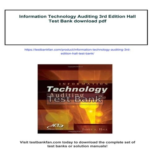 Information Technology Auditing 3rd Edition Hall Test Bank | PDF