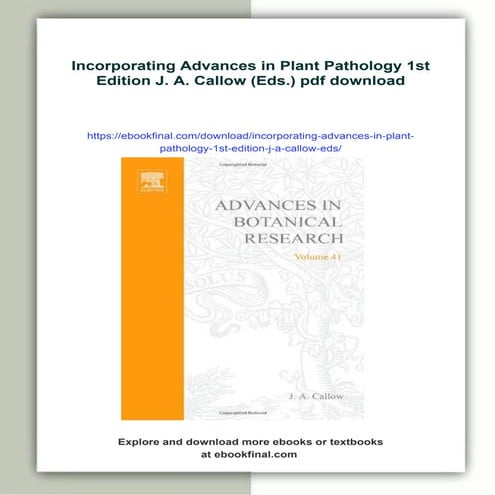 Incorporating Advances in Plant Pathology 1st Edition J. A. Callow (Eds.) | PDF