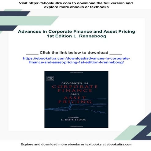 Advances in Corporate Finance and Asset Pricing 1st Edition L ...