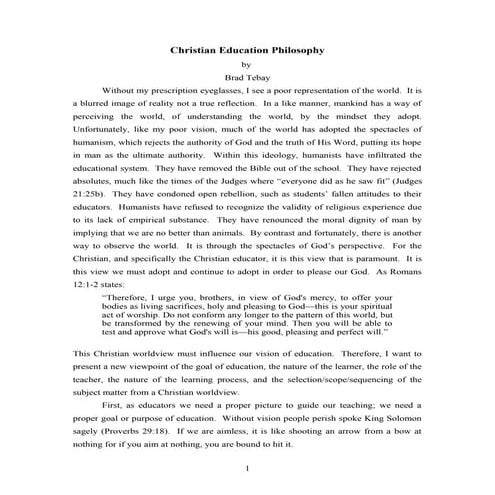 Christian Education Philosophy | DOC