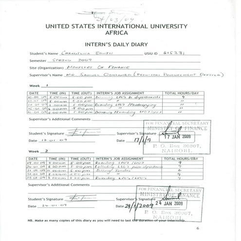 MINISTRY OF FINANCE INTERNSHIP JOURNAL | PDF