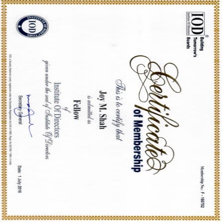 IOD MEMBERSHIP CERTIFICATE001 | PDF