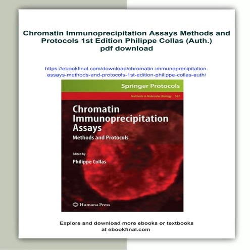 Chromatin Immunoprecipitation Assays Methods and Protocols 1st Edition ...