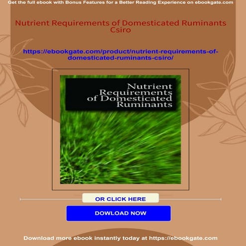 Nutrient Requirements of Domesticated Ruminants Csiro | PDF