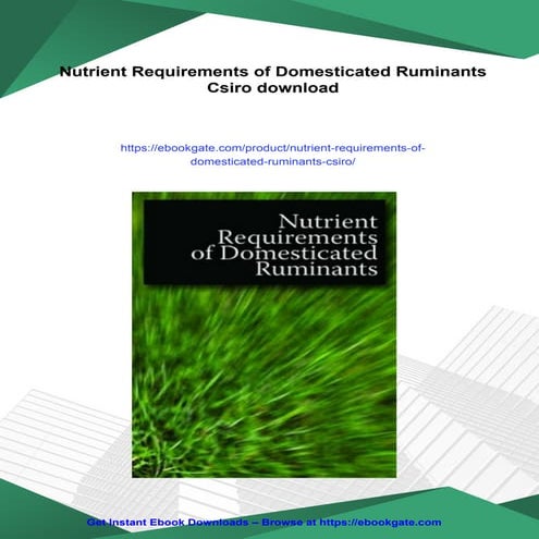 Nutrient Requirements of Domesticated Ruminants Csiro | PDF