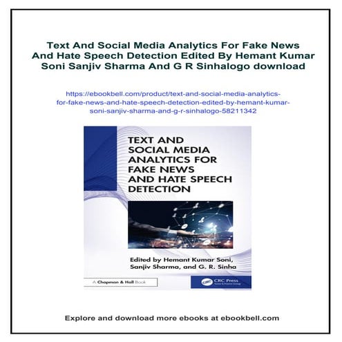 Text And Social Media Analytics For Fake News And Hate Speech Detection Edited By Hemant Kumar ...