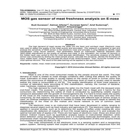 MOS gas sensor of meat freshness analysis on E-nose | PDF