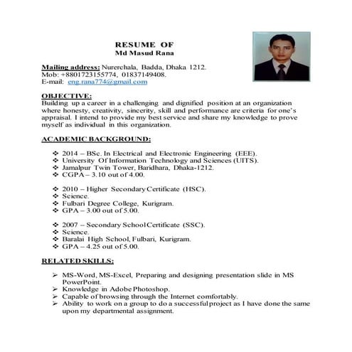Md Masur Rana CV | DOCX