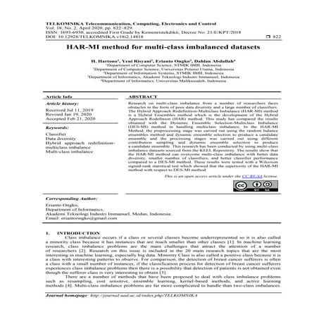 Har Mi Method For Multi Class Imbalanced Datasets Pdf