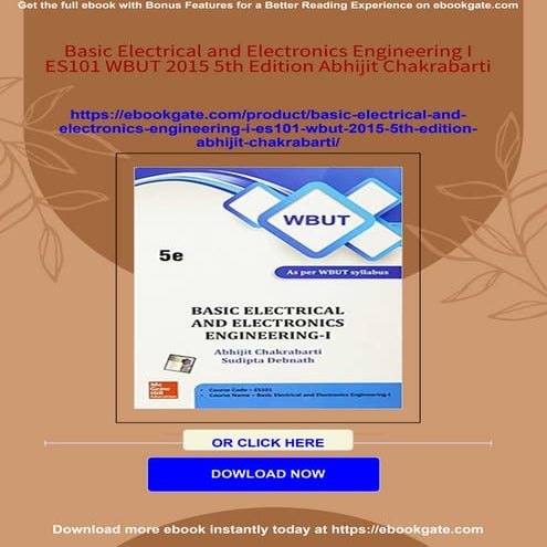 Basic Electrical and Electronics Engineering I ES101 WBUT 2015 5th Edition Abhijit Chakrabarti | PDF