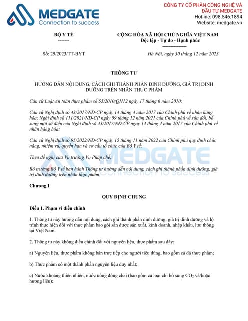 Thông tư 44/2015/TT-BYT: Ban hành "Danh mục vi chất dinh dưỡng sử dụng trong thực phẩm" | PDF