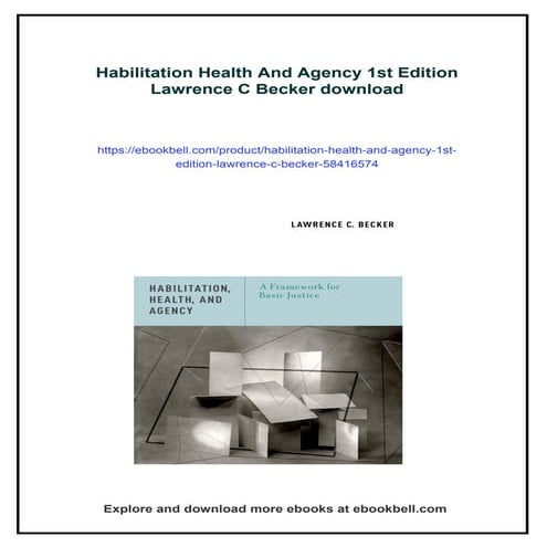 Habilitation Health And Agency 1st Edition Lawrence C Becker | PDF