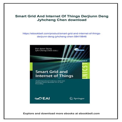 Smart Grid And Internet Of Things Derjiunn Deng Jyhcheng Chen | PDF