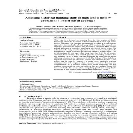 Assessing historical thinking skills in high school history education ...